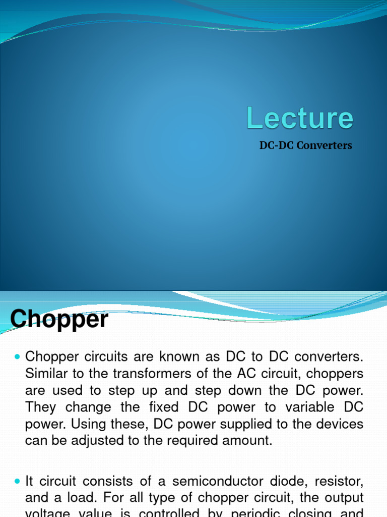 Slides Lec 13 Chopper DC Converter | PDF | Inductor | Electrical Network
