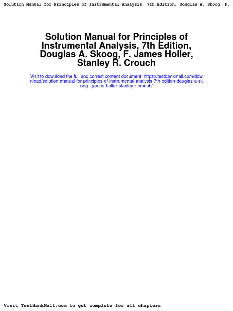 Full Download Solution Manual For Principles of Instrumental Analysis ...