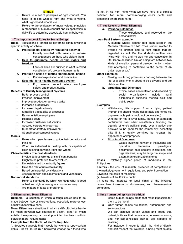 Ethics Reviewer 1 | PDF | Morality | Reason