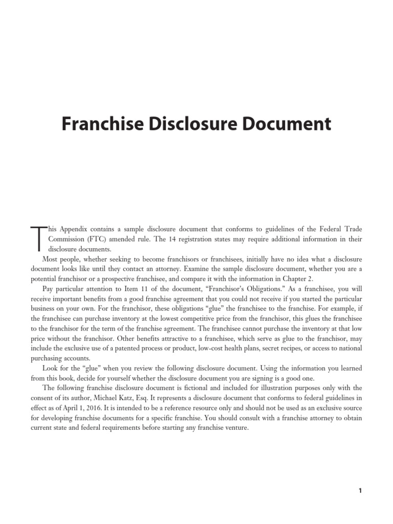 01 FranDisclosure | PDF | Franchising | Expense