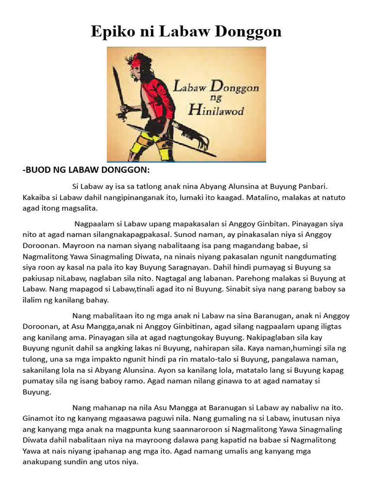 Epiko Ni Labaw Donggon | PDF