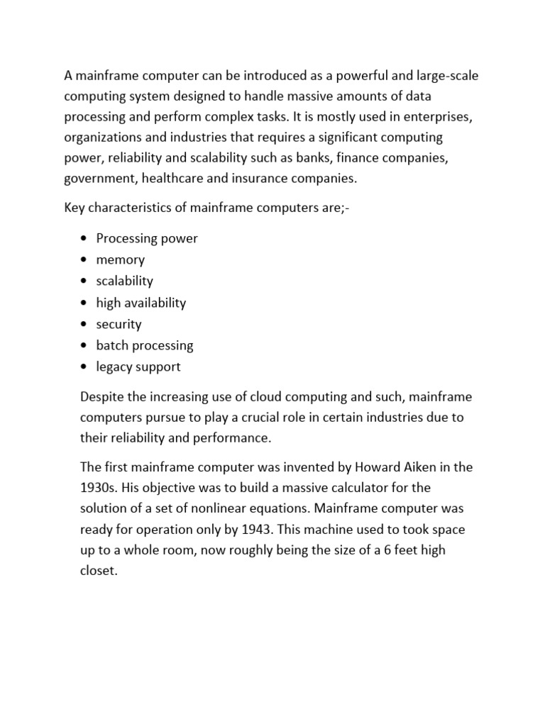 Mainframe Computers | PDF
