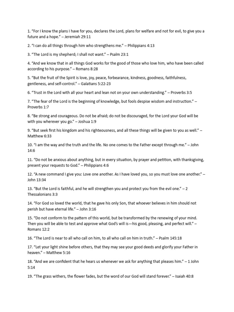 20 Bible Verse | PDF | Religious Belief And Doctrine | Religious Texts
