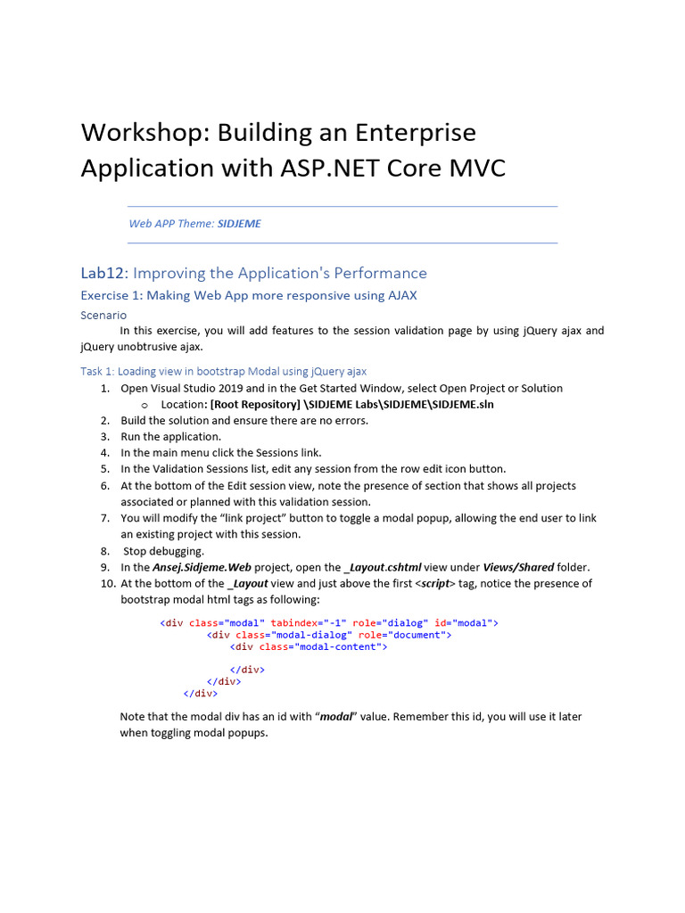 Lab 12 | PDF | J Query | Microsoft Windows