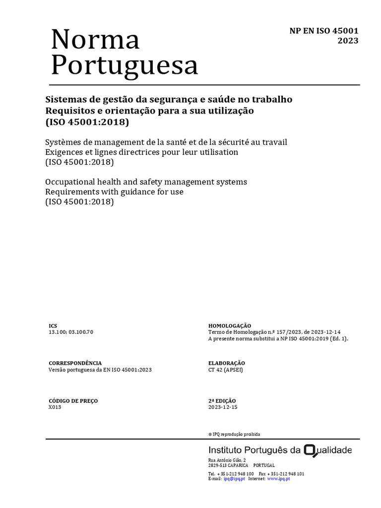 NP en Iso 45001 - 2023 | PDF | Auditoria interna | Europa Central