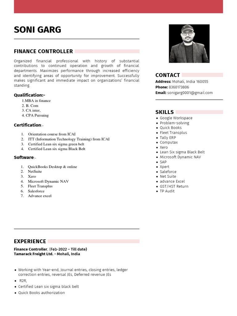 Resume soni garg | PDF | Balance Sheet | Audit