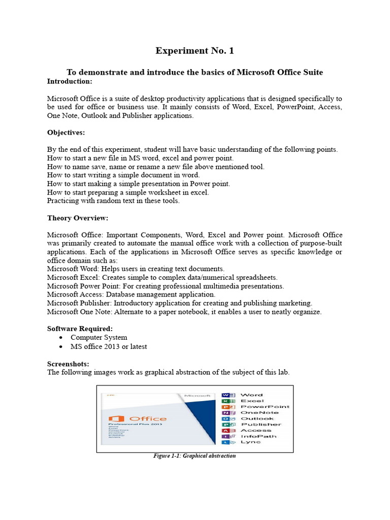Experiment No 1 | PDF | Microsoft Office | Microsoft Excel