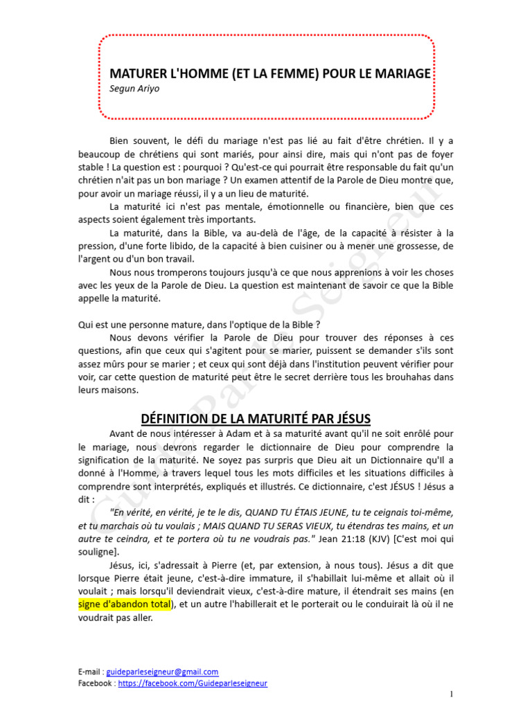 Maturity Marriage | PDF | Isaac | Dieu