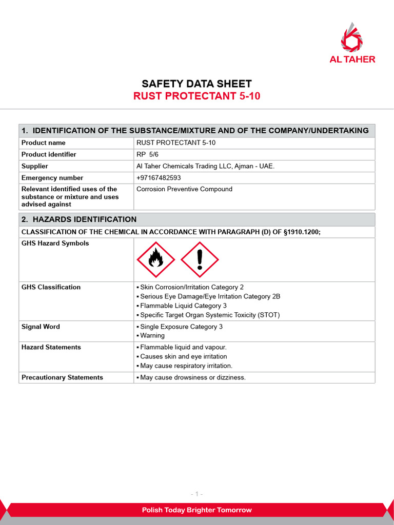 Rust Protectant 5-10 Sds | PDF | Combustion | Fires