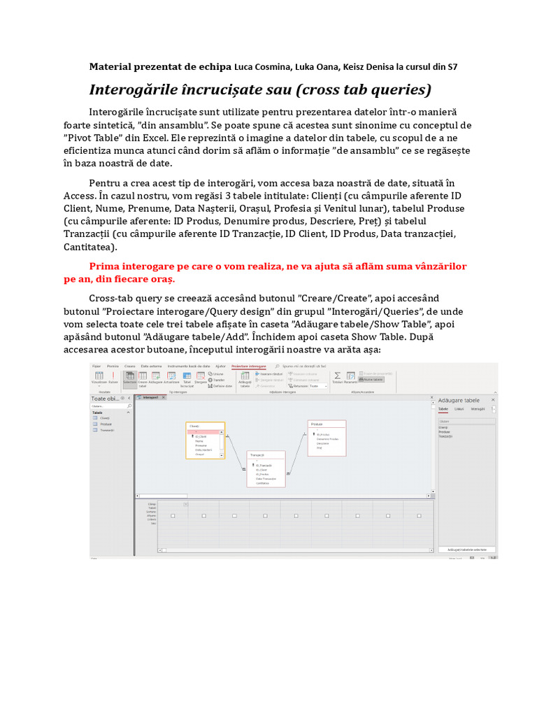 Interogari Cross-Tab | PDF