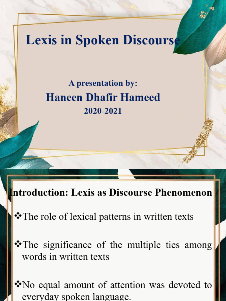Lexis in Spoken Discourse | PDF | Lexicon | Word