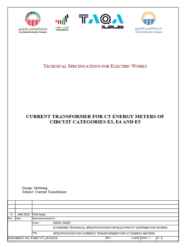S Met CT - 00 | PDF | Specification (Technical Standard) | Electrical Engineering