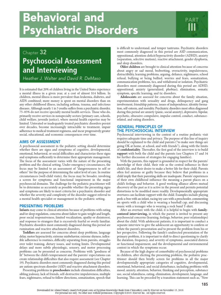 Behaviour and Psychiatric Disorders | PDF