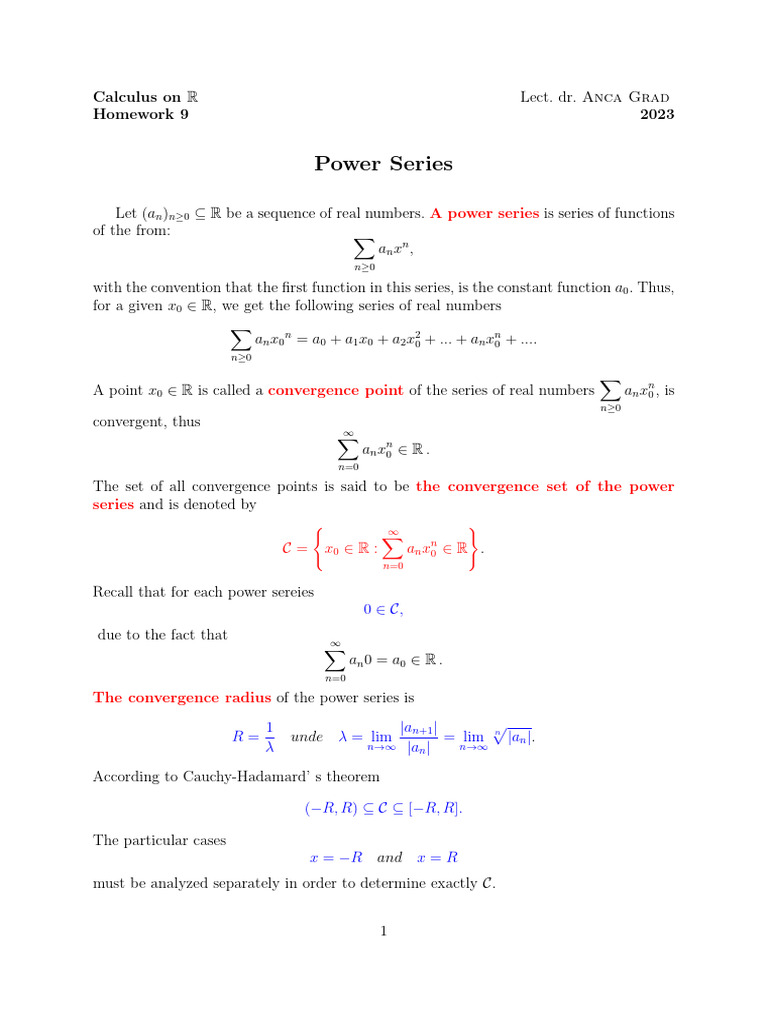 E Tema 9 2023 | PDF | Power Series | Limit (Mathematics)