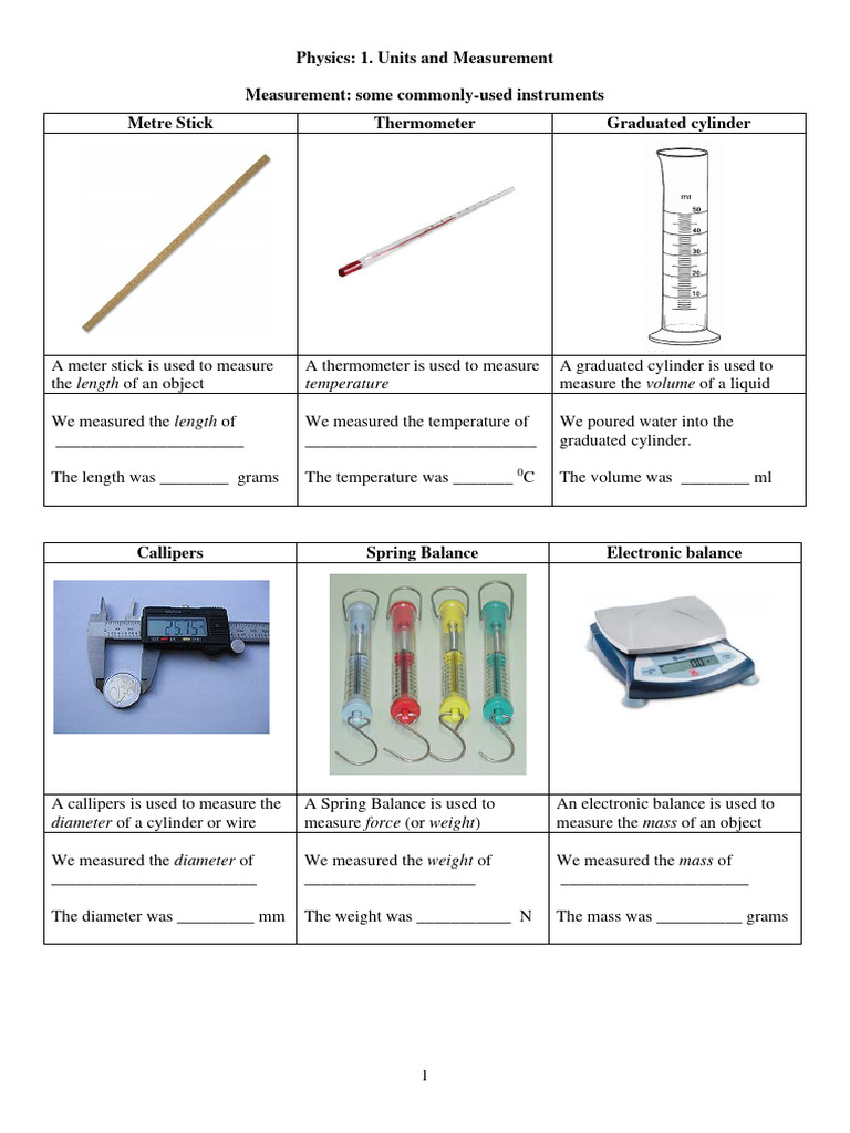 Measurement and Units Worksheet | PDF | Volume | Measurement