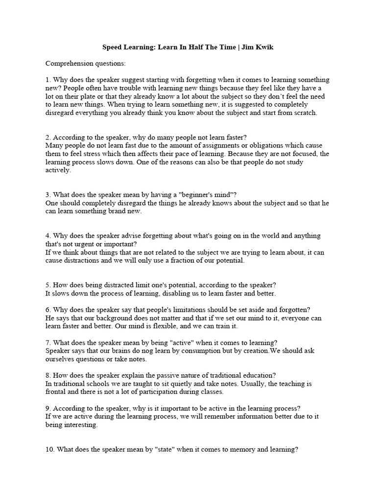 Speed Learning | PDF | Memory | Mind