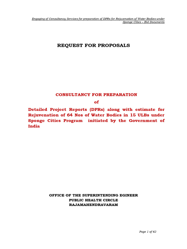 DPR Preparation for Water Bodies in India | PDF | Water | Request For ...