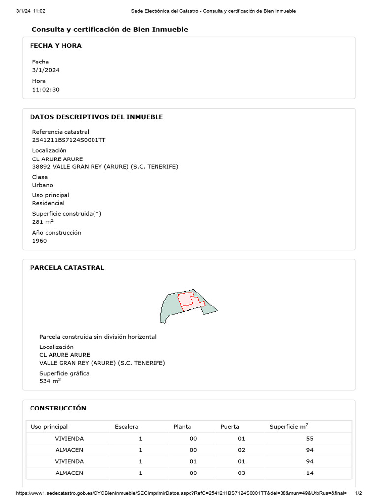 Consulta de Parcela Catastral en Tenerife | PDF