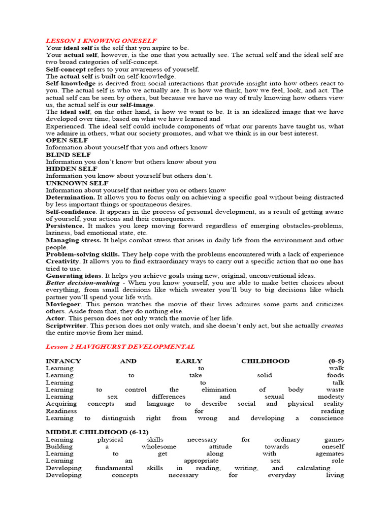 Lesson 1 4 | PDF | Adolescence | Id