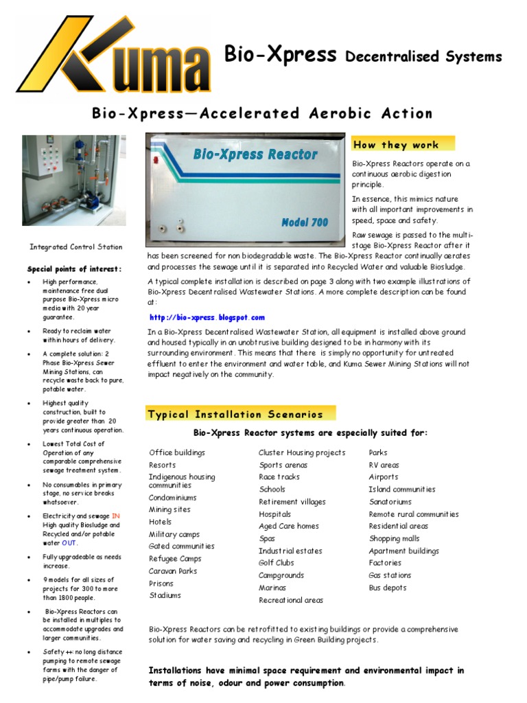 4p Kuma Bio Xpress | PDF | Reclaimed Water | Sewage Treatment