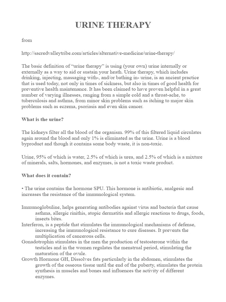 Urine Therapy | PDF | Immune System | Urine