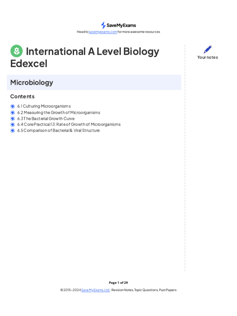 Microbiology A Level Notes | Download Free PDF | Virus | Growth Medium