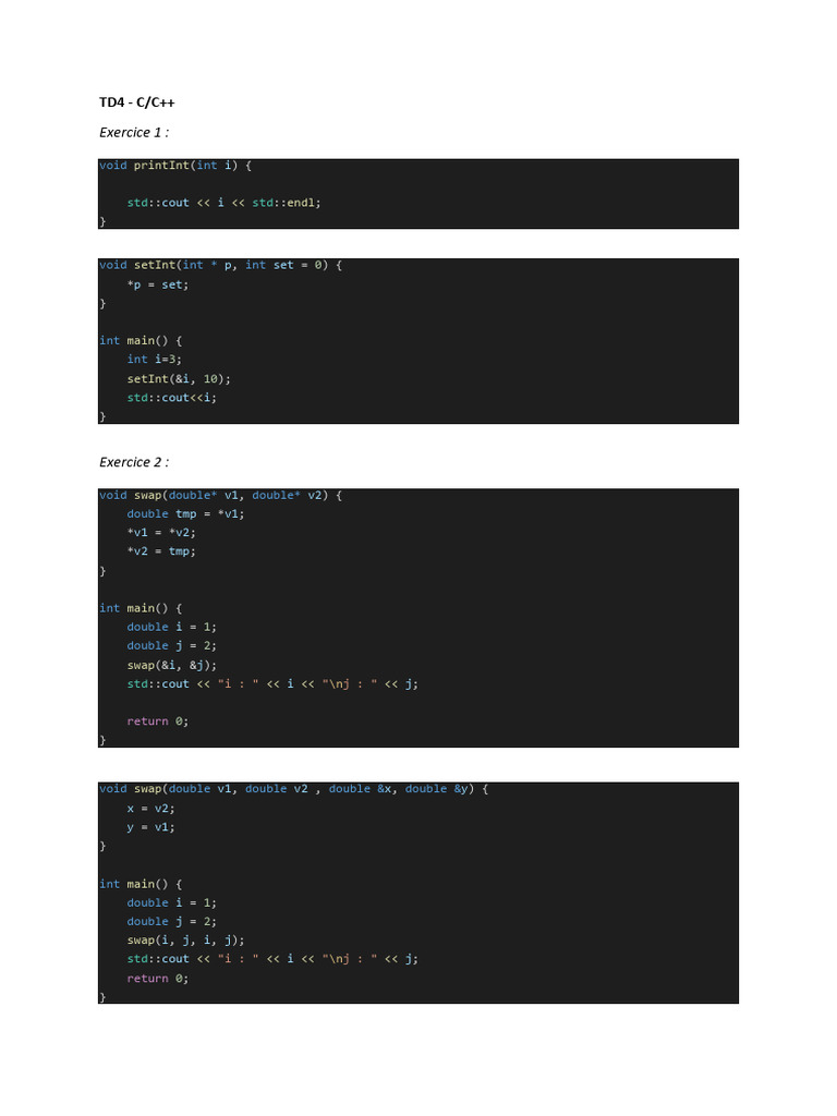 Exercice 1:: TD4 - C/C++ | PDF | Computer Programming | Programming Paradigms
