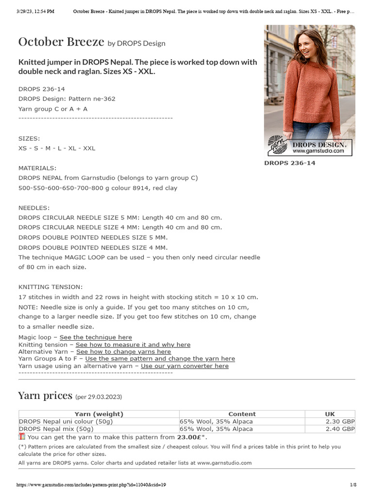 October Breeze: Knitted Jumper in DROPS Nepal. The Piece Is Worked Top ...
