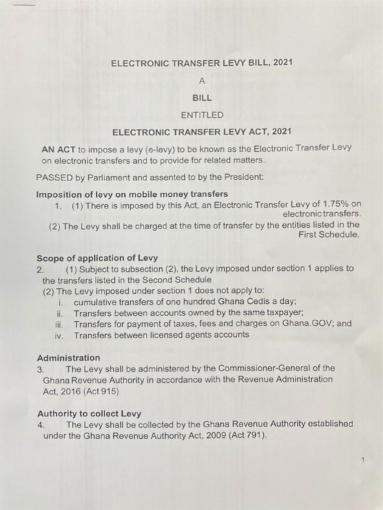 2021 E-Levy Bill | PDF