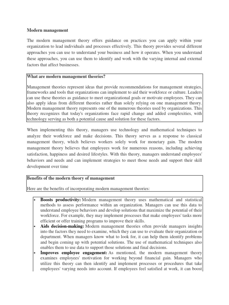 Modern Management | PDF | Decision Making | Theory