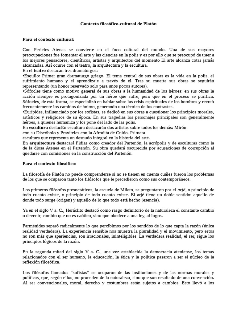 Contexto Platón | PDF | Platón | Verdad