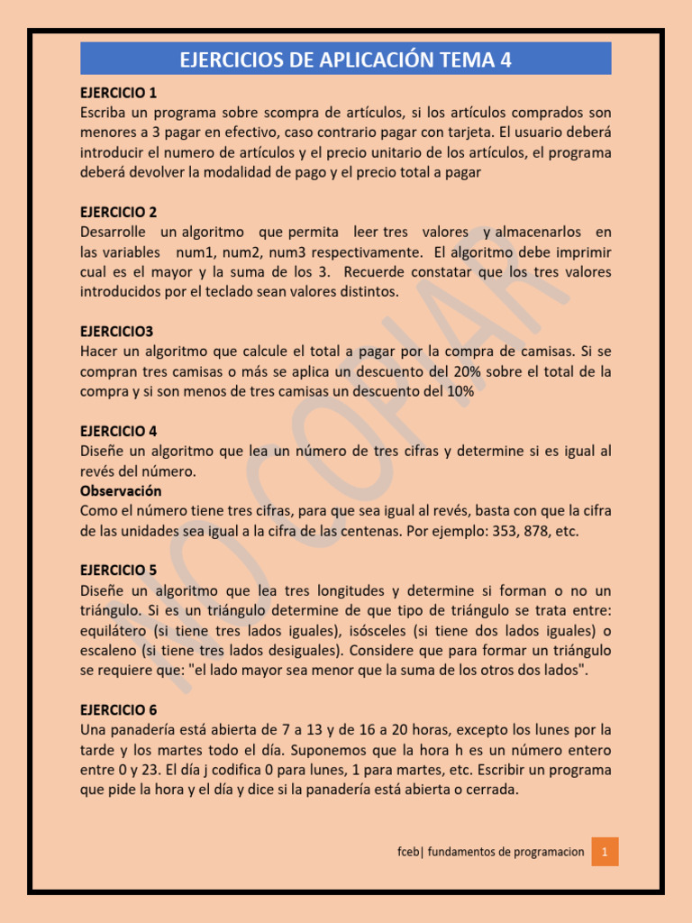 Ejercicios de Programación Básica | PDF | Algoritmos | Triángulo