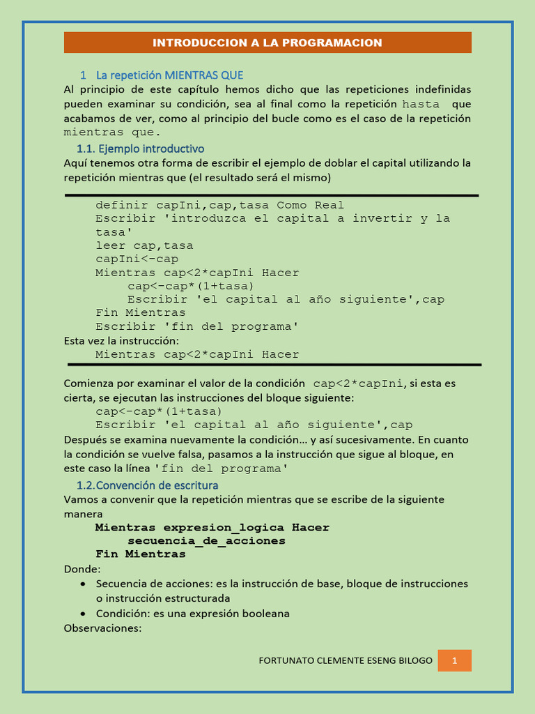 resumen tema 5 parte 2. PROGRAMACION EN PSEINT | PDF | Objetos matemáticos | Matemáticas