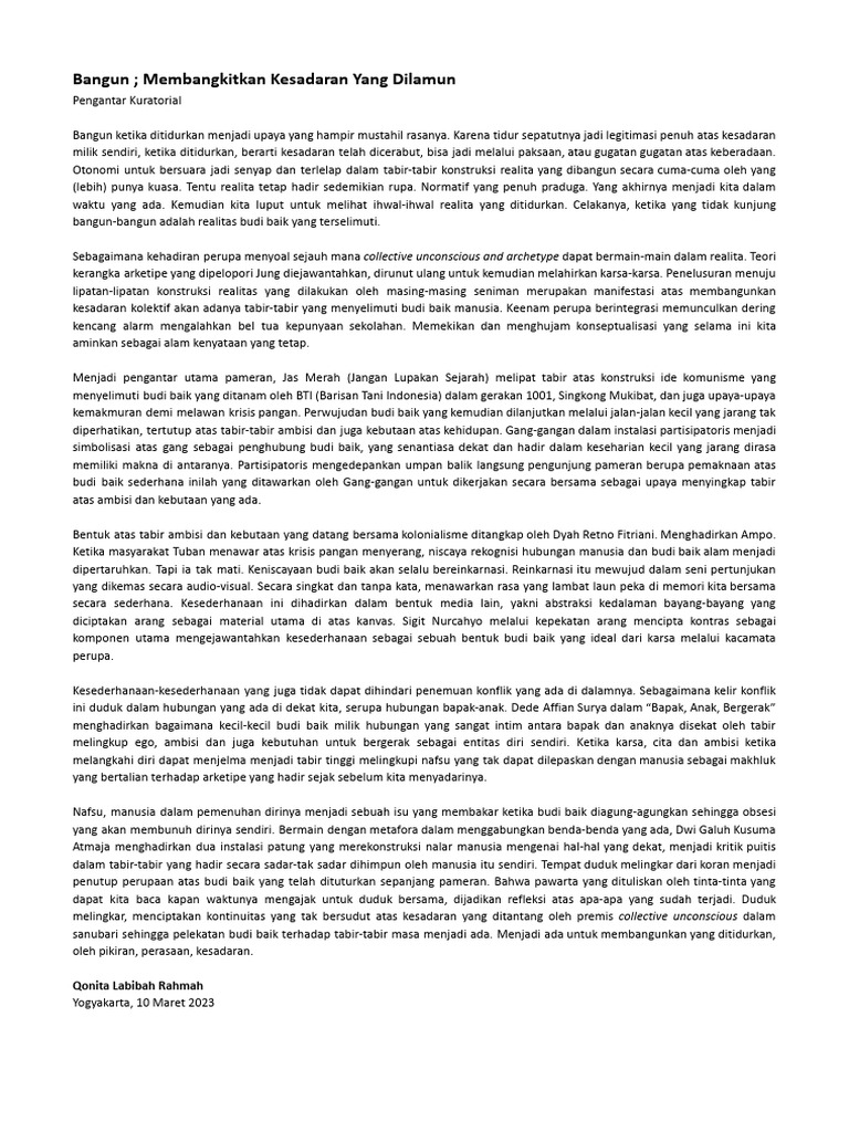 00 Curatorial Text - Pameran Utama Pesta Mengudarasa | PDF