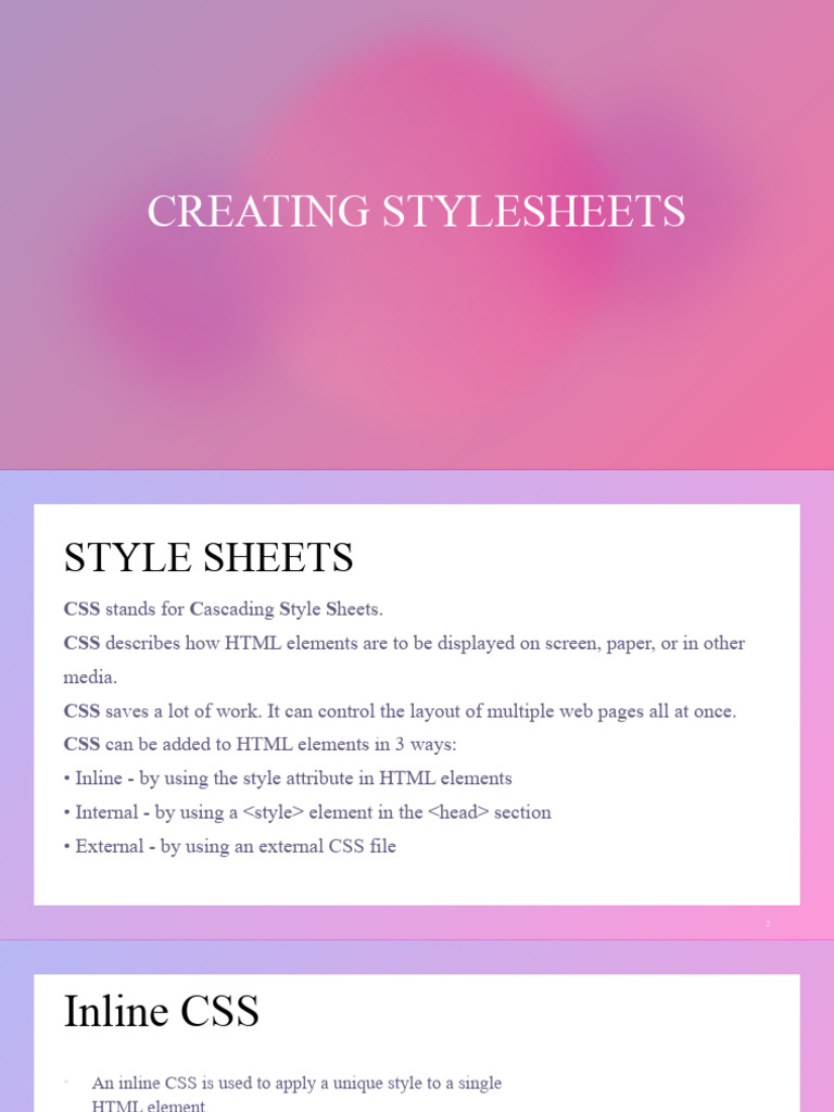 Creating Stylesheets | PDF | Html | Html Element