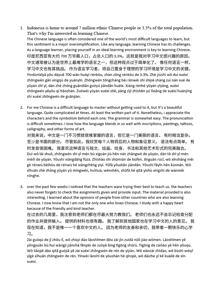 Opinion About Chinese Laguage | PDF | Chinese Language | Languages Of ...