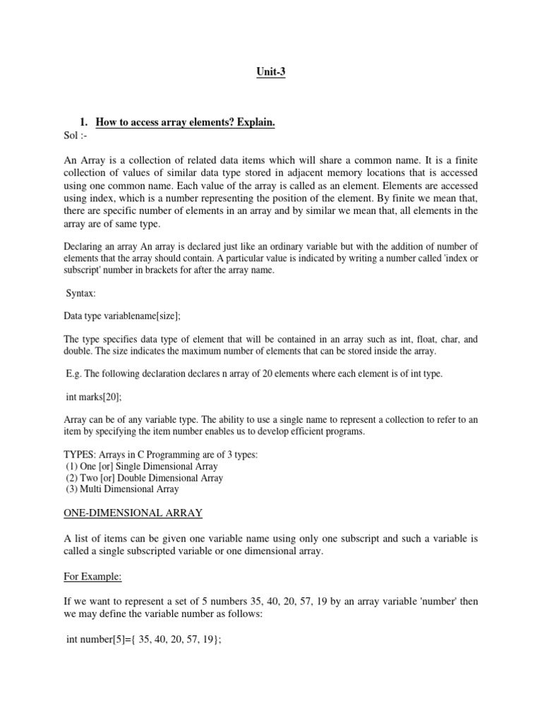 Unit 3 Questions And Answeres Pdf String Computer Science Pointer Computer Programming