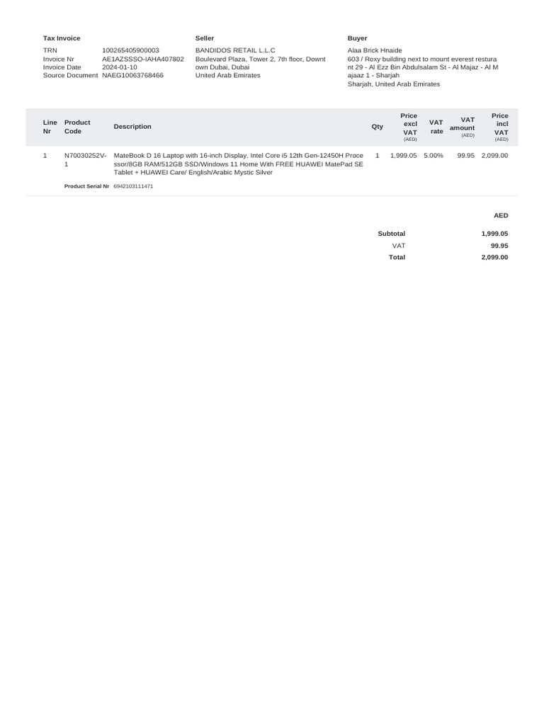 NAEG10063768466 Invoice | PDF | Value Added Tax | Consumer Electronics