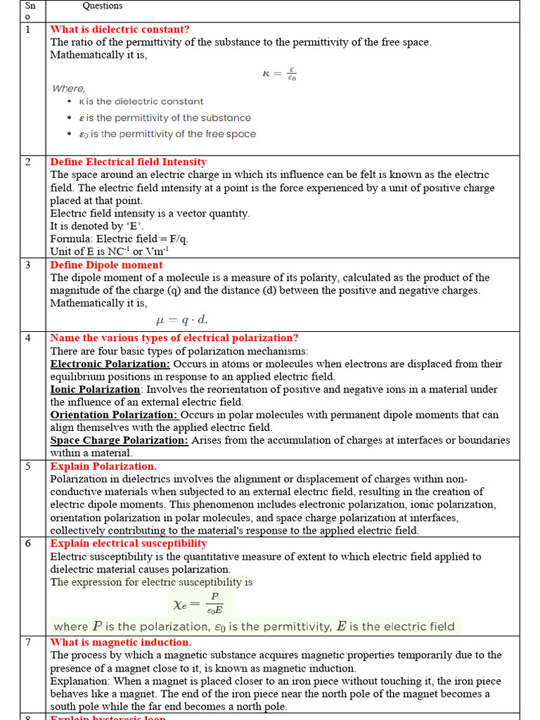 Rohit SAQ's Physics | PDF | Dielectric | Semiconductors