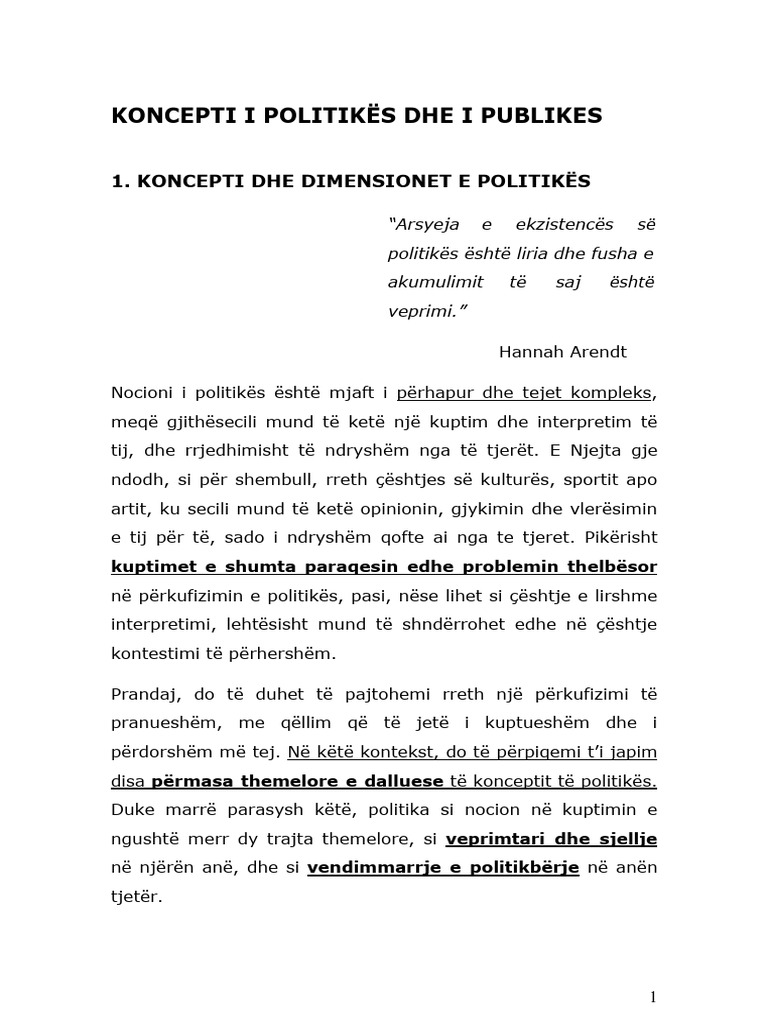 Leksion 1-KONCEPTI I POLITIKËS DHE I PUBLIKES | PDF