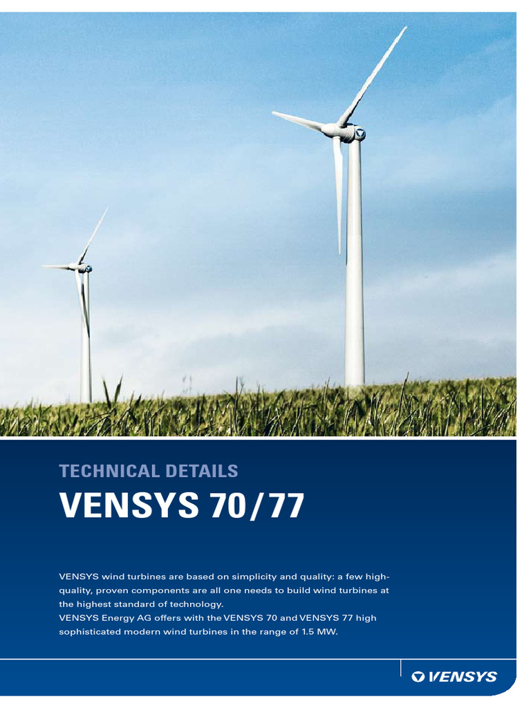 Technical Details VENSYS 70 77 | PDF | Wind Turbine | Machines