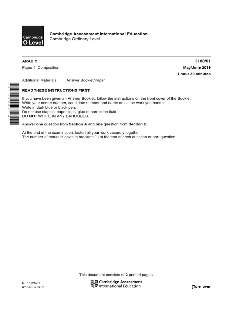 Cambridge Ordinary Level: Cambridge Assessment International Education ...