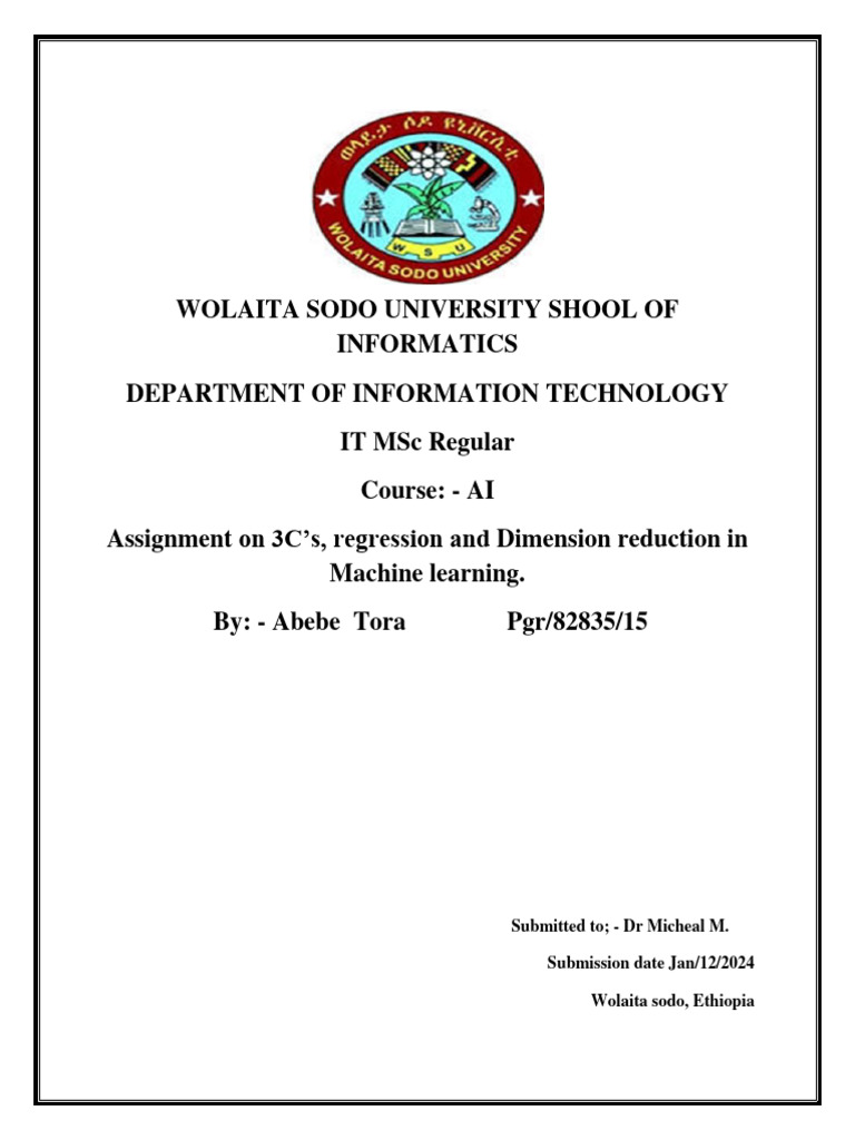 3C's, Regression and Dimension Reduction in Machine Learning. | PDF ...