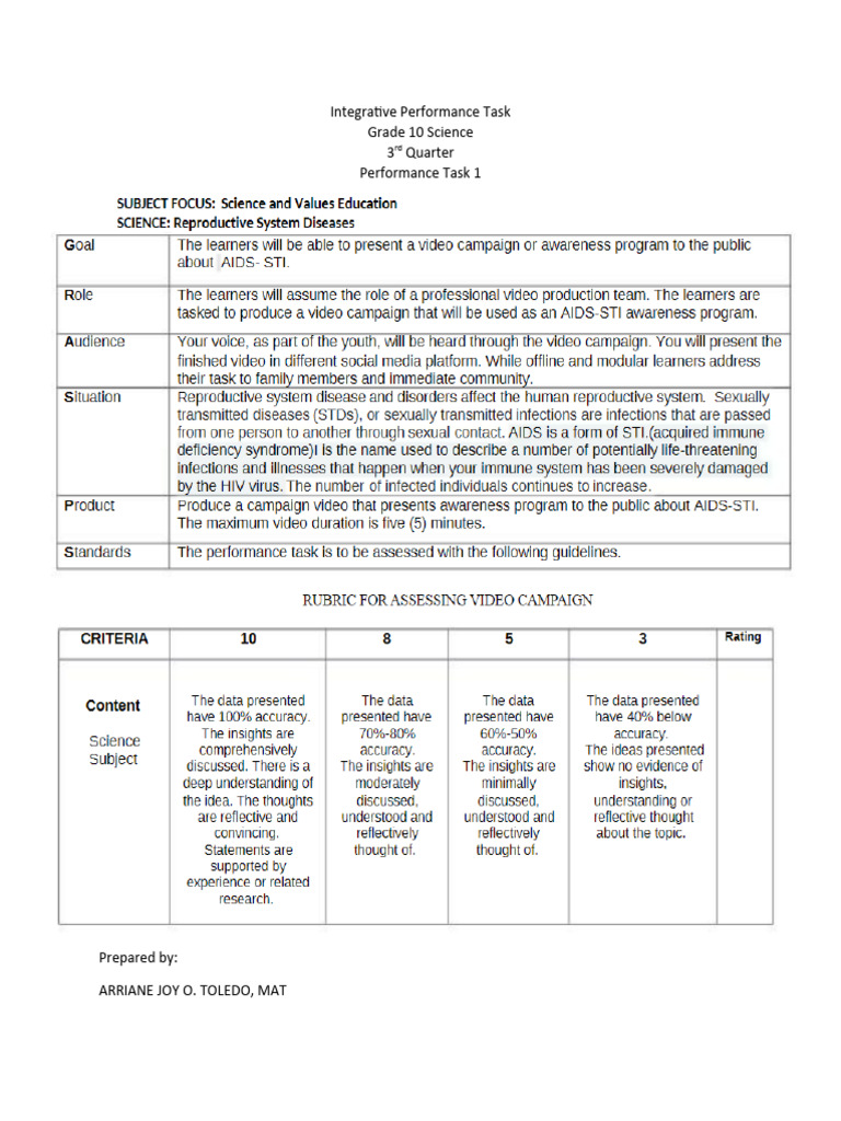Grade 10 Science Task Guide | PDF