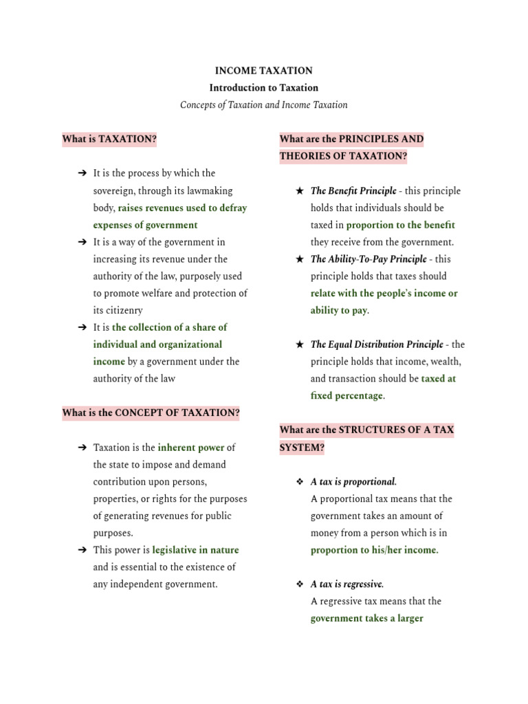 Income Taxation Notes | PDF | Taxes | Gross Income