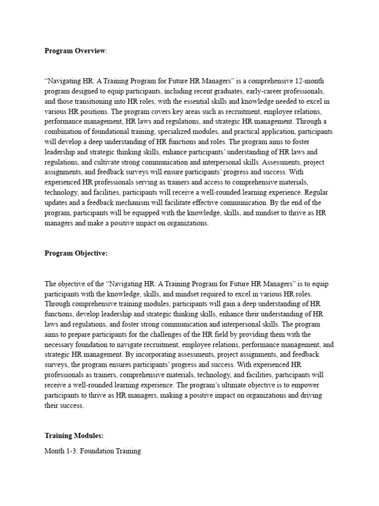 Program Overview | PDF | Human Resource Management | Educational Technology
