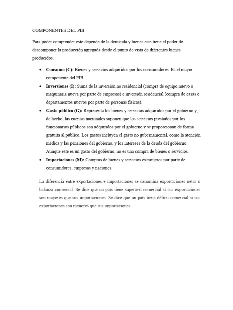 Componentes Del Pib | PDF