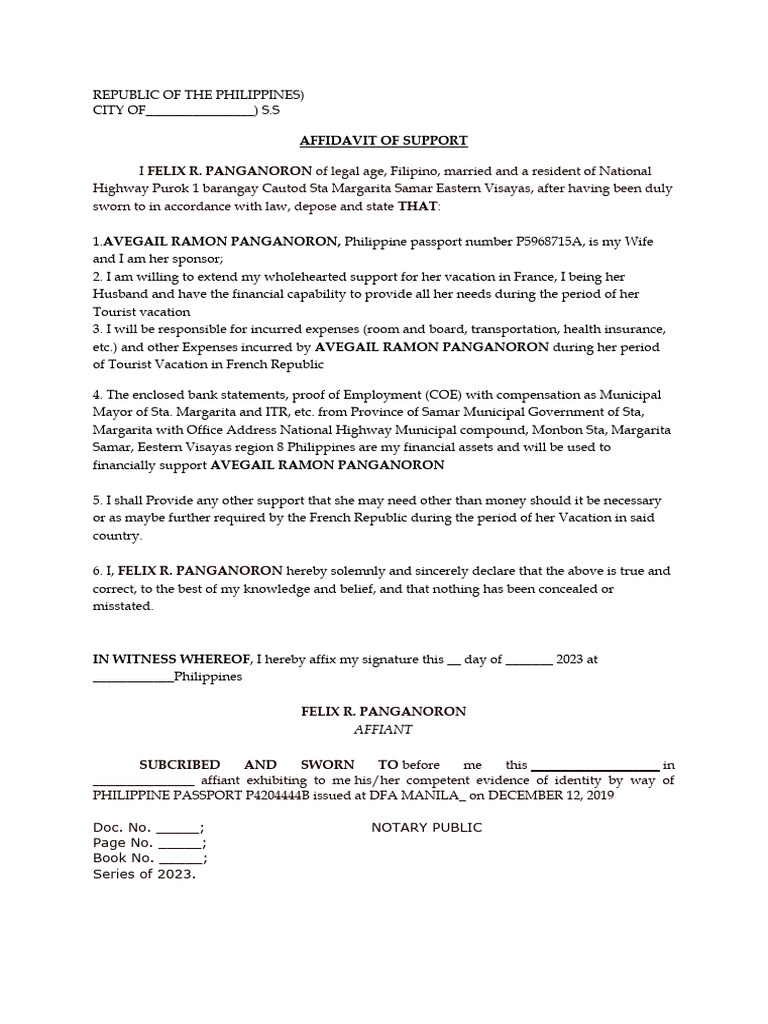 AFFIDAVIT OF SUPPORT Korea | PDF