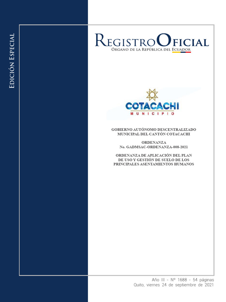 Ordenanza Cotacachi Pugs 2021 | PDF | Planificación urbana | Área rural