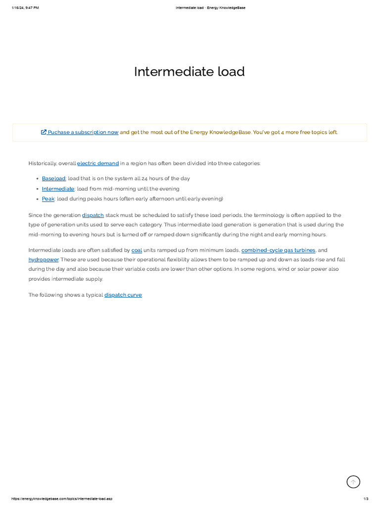 Intermediate Load Energy KnowledgeBase | PDF | Wind Power | Sustainable ...